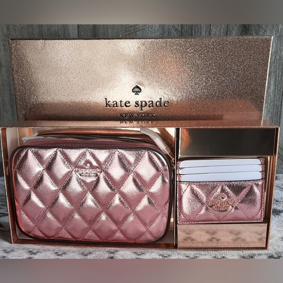 kate spade | Bags | Nib Kate Spade Mitten Pink Metallic Glimmer 2pc ...
